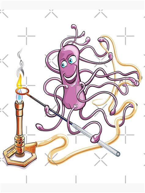 Cute Microbiology Cartoon Purple Bacteria Microbe Holding