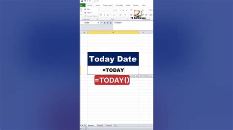Today Function In Excel 🔥 Excel For Fresher Excel Exceltips Shorts Itsoftwares Youtube