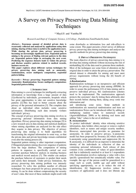 Pdf A Survey On Privacy Preserving Data Mining Techniques