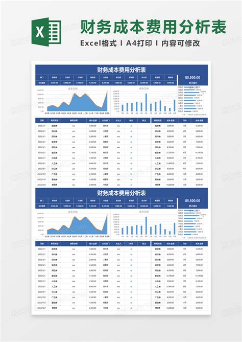财务成本费用分析表excel模板下载财务图客巴巴