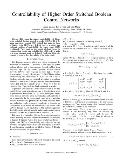 Pdf Controllability Of Higher Order Switched Boolean Control Networks