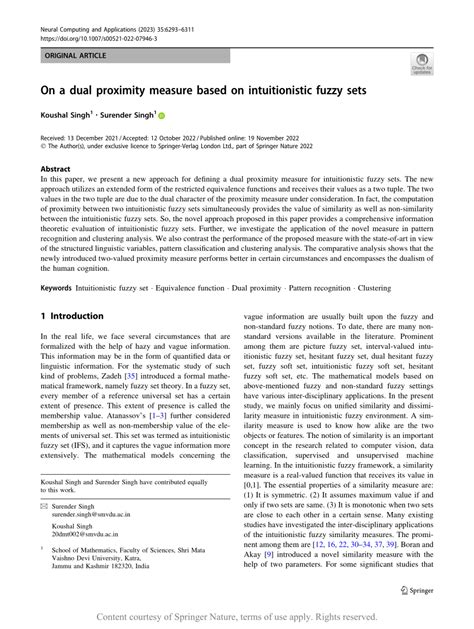on a dual proximity measure based on intuitionistic fuzzy sets