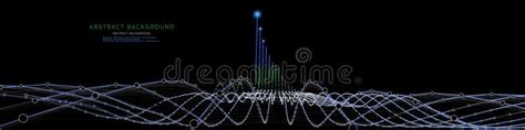 Abstract Background Color Graph From Points In Wavy Grid Data With Shine Technology Concept
