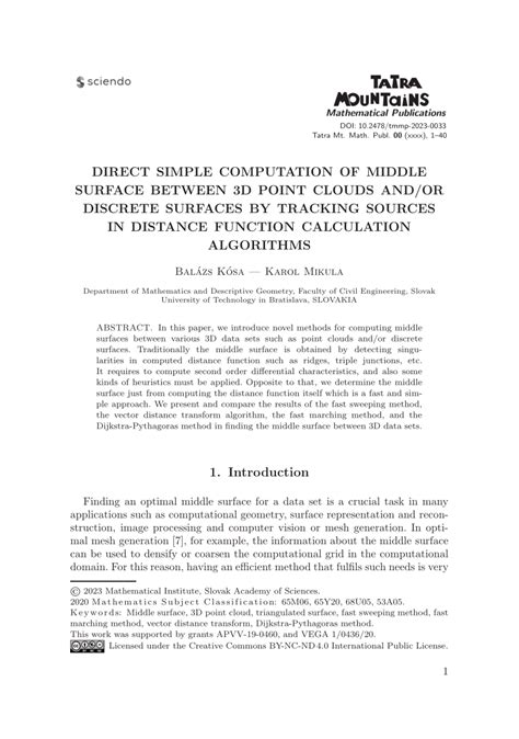 Pdf Direct Simple Computation Of Middle Surface Between 3d Point