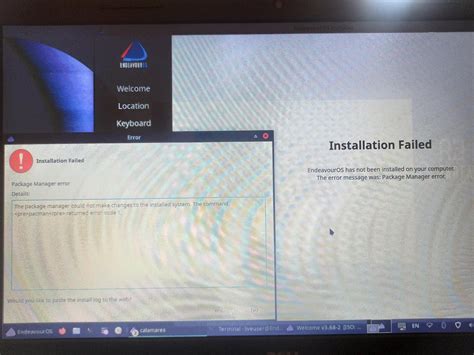 Installation Failed Package Manager Error Rendeavouros