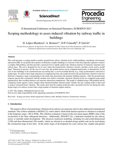 Pdf Scoping Methodology To Asses Induced Vibration By Railway Traffic In Buildings