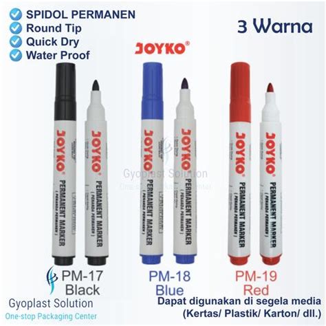 Jual Permanent Marker Spidol Permanen Sepidol Round Tip Hitam Biru