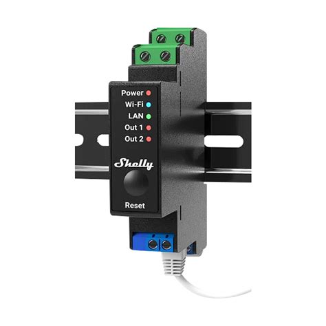 Shelly Двуканално Wifi реле за Din шина с измерване на мощност и управление на ролетни щори