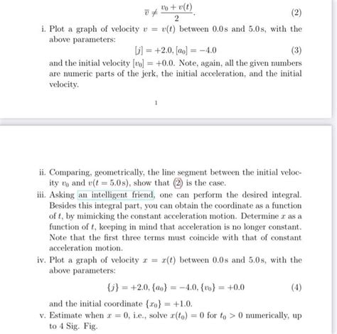 Solved vˉ 2v0 v t i Plot a graph of velocity v v t Chegg com