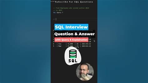 🤔 Between Query In Sql Sqlinterview Sql Sqlinterviewquestionsandanswers Youtube