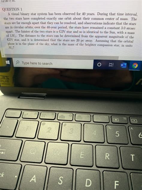 Solved 1230 Pm Question 1 A Visual Binary Star System Has