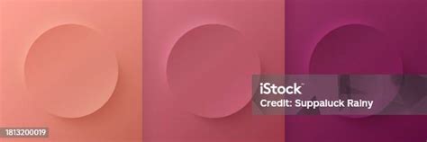 분홍색 주황색 및 보라색 3d 라운드 원형 보드 프레임 배경의 집합입니다 추상적인 최소한의 장면 제품 디스플레이 평면도 디자인