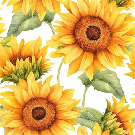 Premium Ai Image A Seamless Pattern Of Sunflowers With Leaves On A