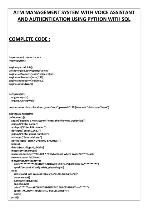 Solution Atm Management System With Voice Assistant Using Python Computer Science Project