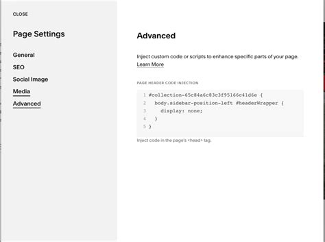 remove customize with code squarespace forum