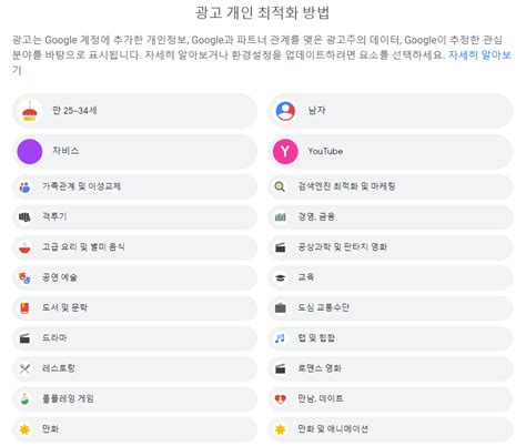 구글 광고의 개인 최적화 이렇게 확인하세요