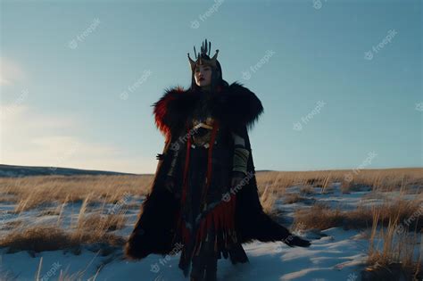 Premium Ai Image Mongolian Girl In Traditional National Dress Neural Network Ai Generated