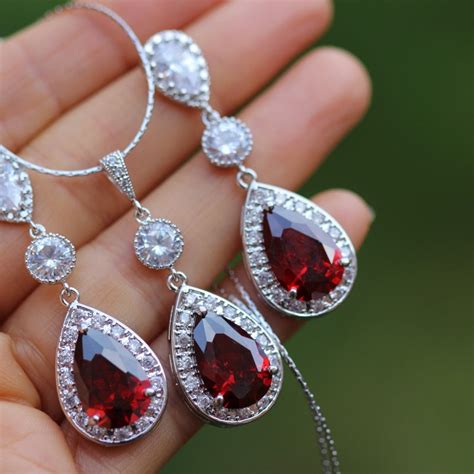 Red Wedding Jewelry Etsy