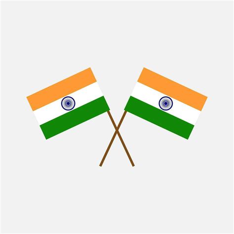 Two Crossed Flags Of India In Official Colors And Proportion Correctly