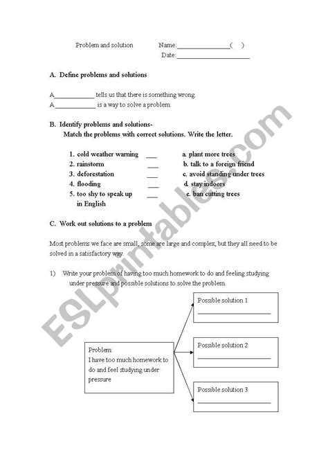 Problem And Solution ESL Worksheet By Jacobkung