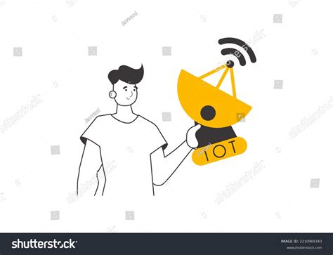 Man Holds Iot Logo His Hands Stock Vector Royalty Free 2210969343 Shutterstock