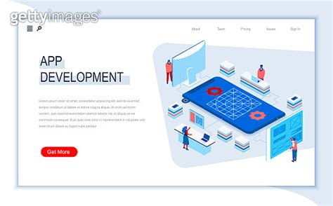 App Development Isometric Landing Page Ui Ux Usability Design Application Prototyping