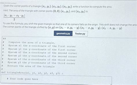 Solved Given The Corner Points Of A Triangle