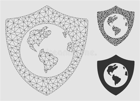 Earth Shield Vector Mesh 2d Model And Triangle Mosaic Icon Stock Vector Illustration Of Care
