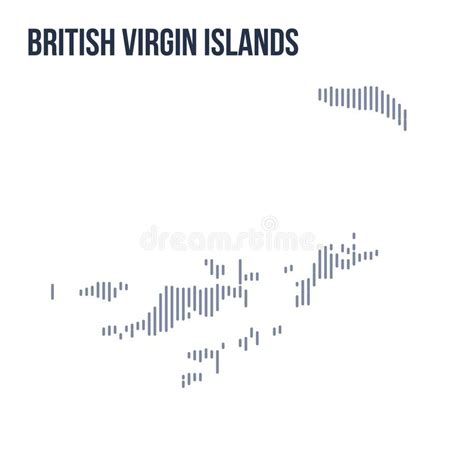 Vector Abstract Hatched Map Of British Virgin Islands With Vertical Lines Isolated On A White