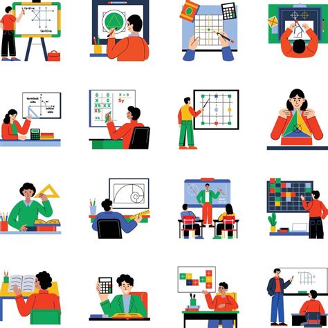 Set Of Maths Education Flat Illustrations 57023199 Vector Art At Vecteezy