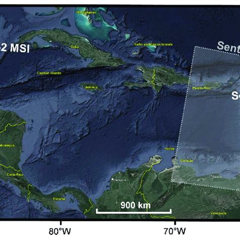 Location Of Sentinel 3 Olci Images White Dotted Boxes And Sentinel 2 Download Scientific
