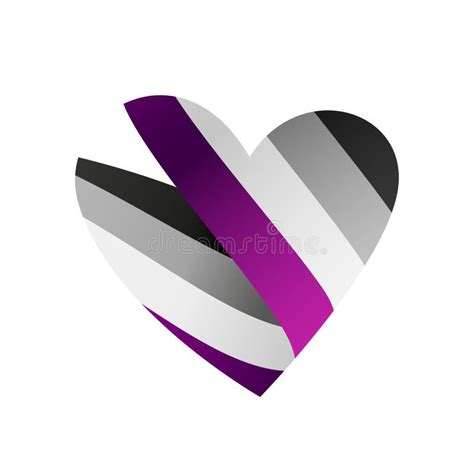 Ribbon In The Colors Of The Flag Of Asexual Pride In The Shape Of A Heart Lack Of Sexual