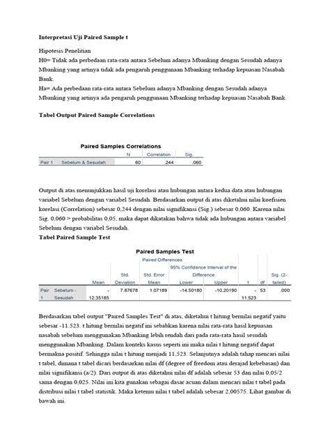 Interpretasi Uji Paired Sample T Test Pdf
