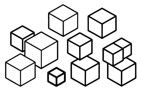 Cube Line Art Illustration Geometric Design Abstract Pattern Line Art