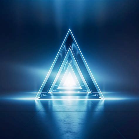 D Rendering Of Neon Triangle AI Generated Image