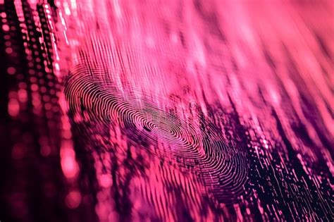 Fingerprint Glowing Showing Data Access And Cyber Security Stock Image