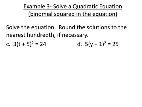 Ppt 10 4 Notes Use Square Roots To Solve Quadratic Equations Powerpoint Presentation Id 2761742