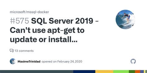 Sql Server 2019 Cant Use Apt Get To Update Or Install Packages In Container · Issue 575