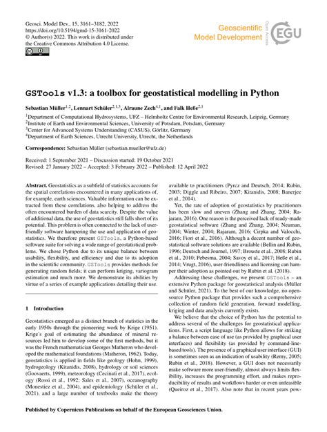 Pdf Gstools V13 A Toolbox For Geostatistical Modelling In Python