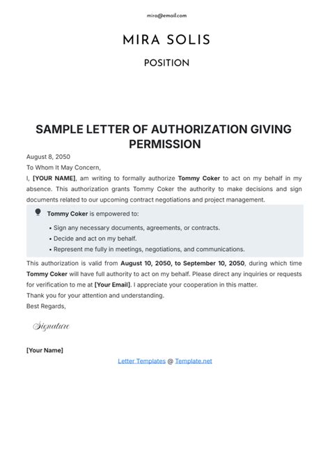 free authorization letter template to edit online