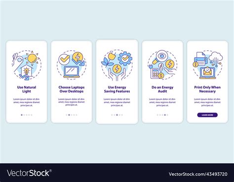 Energy Efficiency At Work Onboarding Mobile App Vector Image