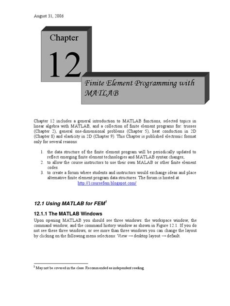 Finite Element Programming With Matlab Pdf Matrix Mathematics