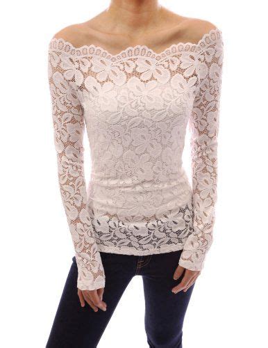 Pattyboutik Women Floral Lace Off Shoulder Top Off White Lace Top