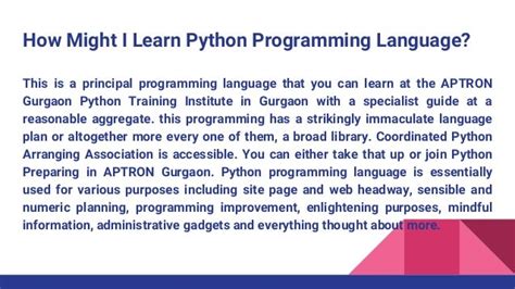 Best Python Training Institute In Gurgaon 2022pptx Programming Languages Computing