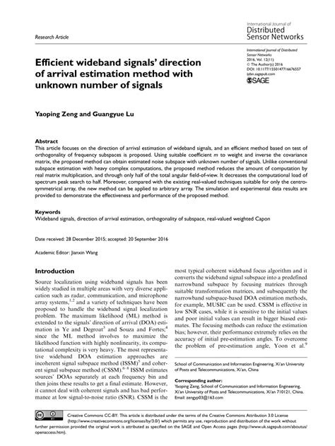 Pdf Efficient Wideband Signals Direction Of Arrival Estimation Method With Unknown Number Of