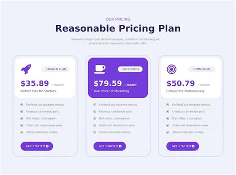 Premium Psd Price Plan Section Website Template