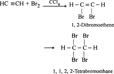 How Does Acetylene React With I Gaseous Chlorine Ii Liquid Bromine