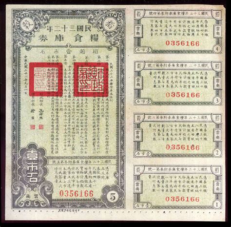 民国粮票《民国1932年云南 壹市石》 专题信息丰富益民邮社