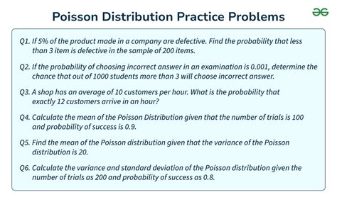 Poisson Distribution Practice Problems GeeksforGeeks