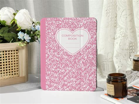 Pink Composition Notebook Custom Ipad Case With Apple Pencil Slot For Ipad 98 Ipad Mini Ipad